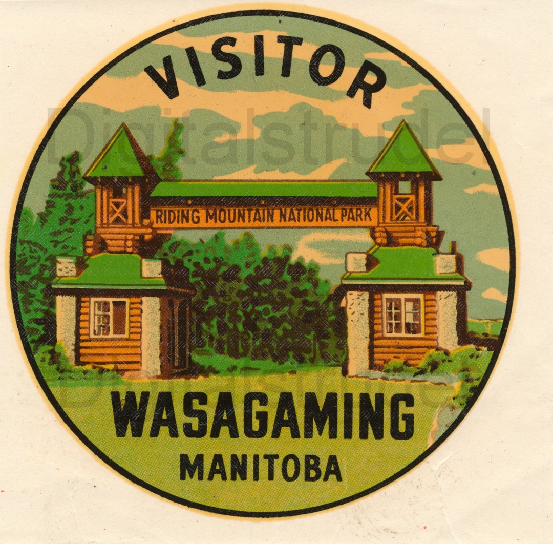 Vintage calcomanía de Wasagaming, Manitoba de 1950 DESCARGA DIGITAL ...