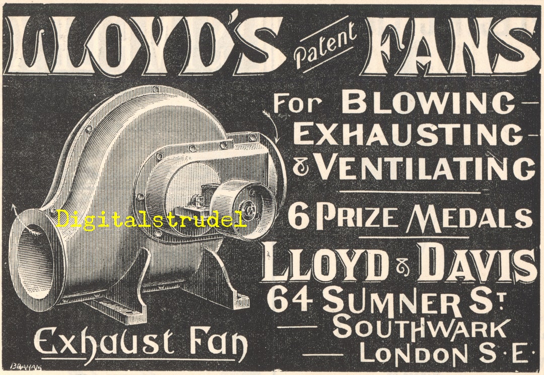 Antique Victorian Advertisement - Lloyd's Patent Fans - Ad From 1889 ...
