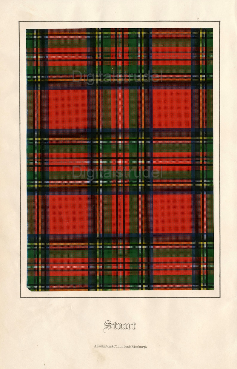 1906 Antique Scottish Tartan Print of Clan Stuart - DIGITAL DOWNLOAD - Etsy