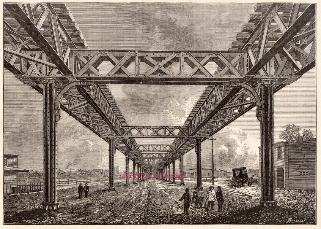 Antique Print - New York Elevated Railway - 1880 - DIGITAL DOWNLOAD - Etsy
