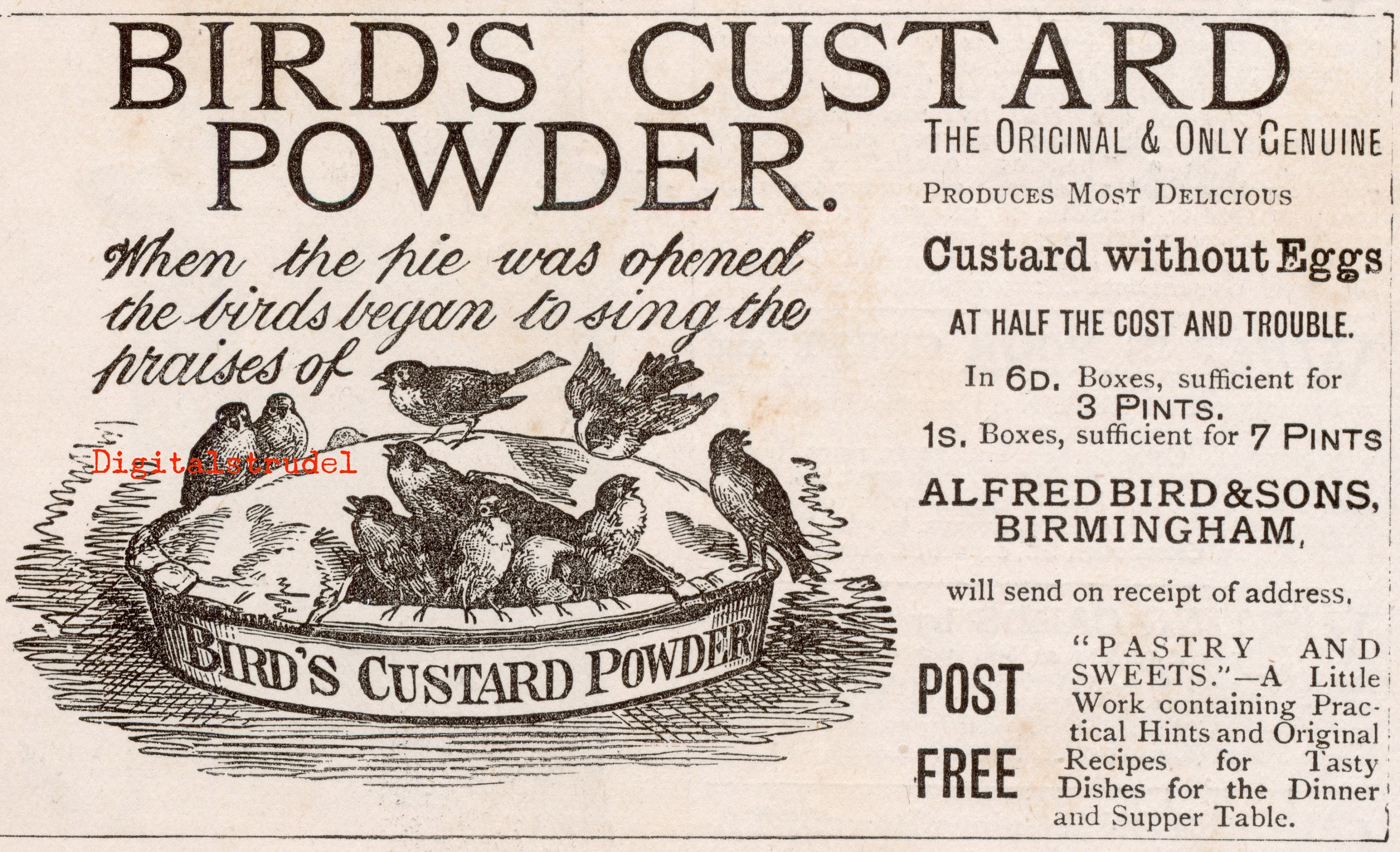 Antique Advertisement for Bird's Custard - 1885 Ad - DIGITAL DOWNLOAD ...