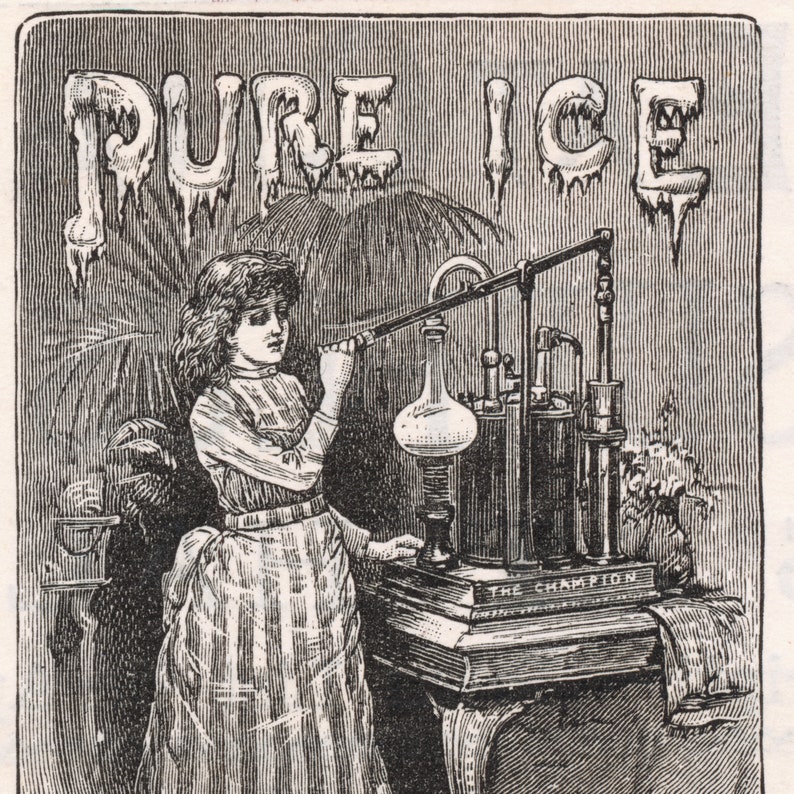 Rare Antique Advertisement for the Champion Hand Ice Machine - Pure Ice ...