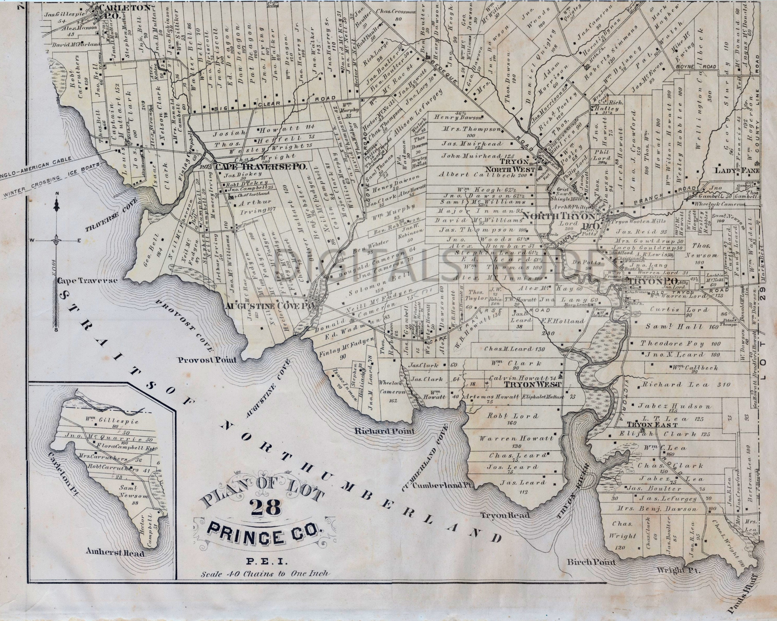 1880 Antique Map of Prince Edward Island - Lot 28 - Rare PEI Map ...