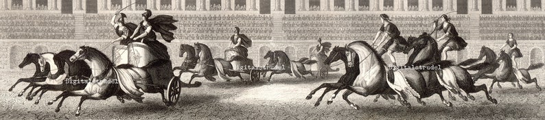Roman Chariot Race - Circus Maximus - Antique Illustration - DIGITAL ...