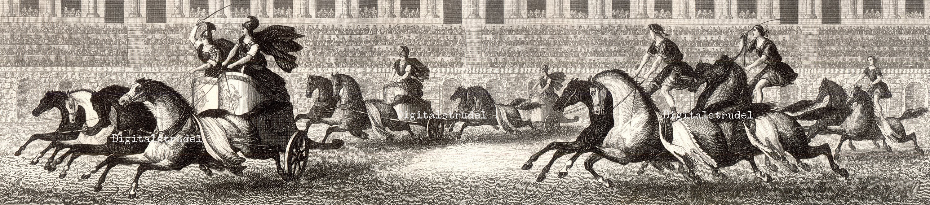 Roman Chariot Race - Circus Maximus - Antique Illustration - DIGITAL ...