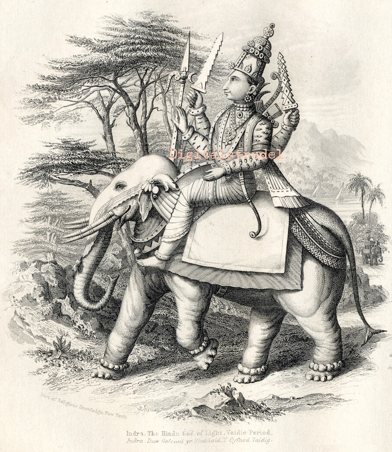 Antique Illustration - Indra - Hindu Deities - DIGITAL DOWNLOAD - Etsy