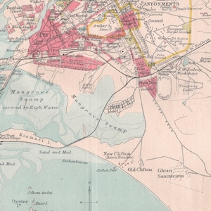 Vintage Map of Karachi and Environs, India - Pakistan - 1924 City Map ...