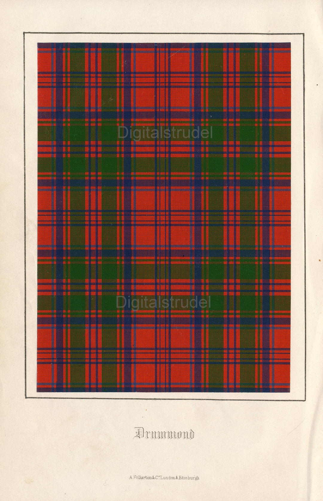 1860 Antique Scottish Tartan Print of Clan Drummond - DIGITAL DOWNLOAD ...