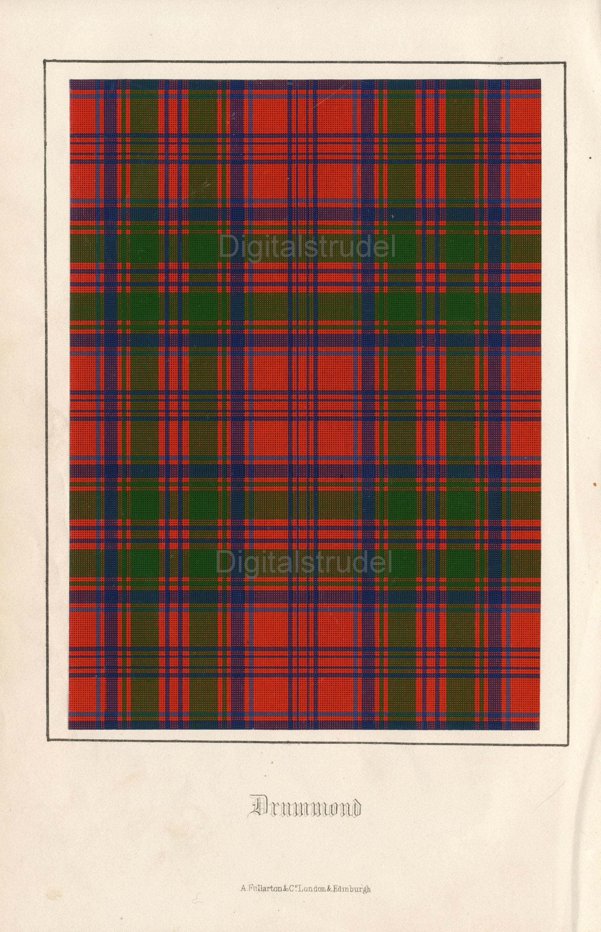 1860 Antique Scottish Tartan Print of Clan Drummond - DIGITAL DOWNLOAD ...