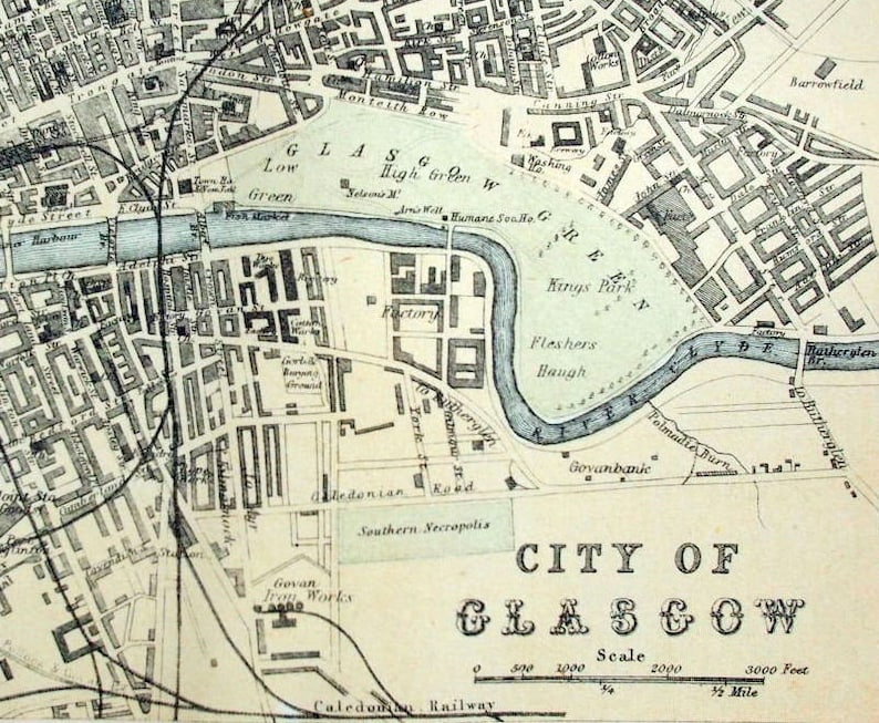 1880 Antique Map of Glasgow, Scotland - DIGITAL DOWNLOAD - Etsy