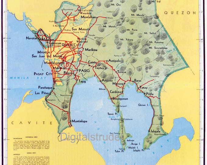 1959 Large Rare Vintage Map of Ilocos Sur, the Philippines - Vigan ...