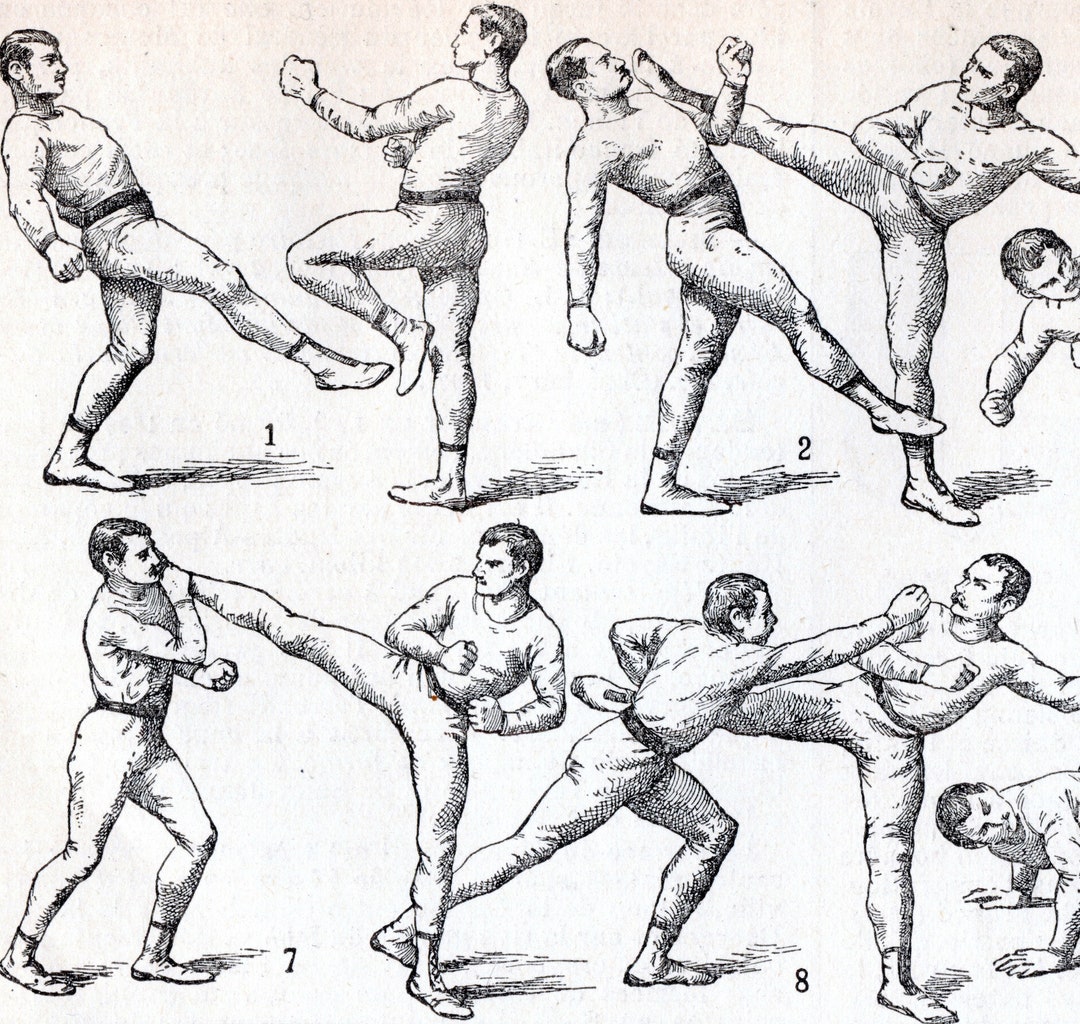 RARE Antique Print of Savate French Boxing Boxe Française DIGITAL ...