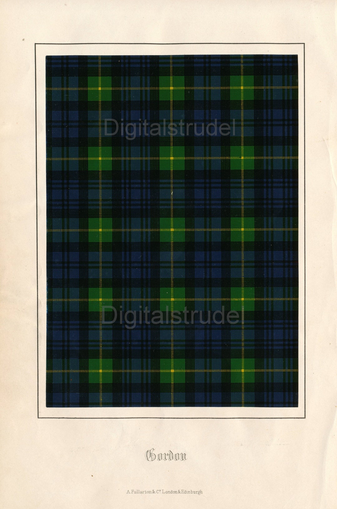 1860 Antique Scottish Tartan Print of Clan Gordon - DIGITAL DOWNLOAD - Etsy