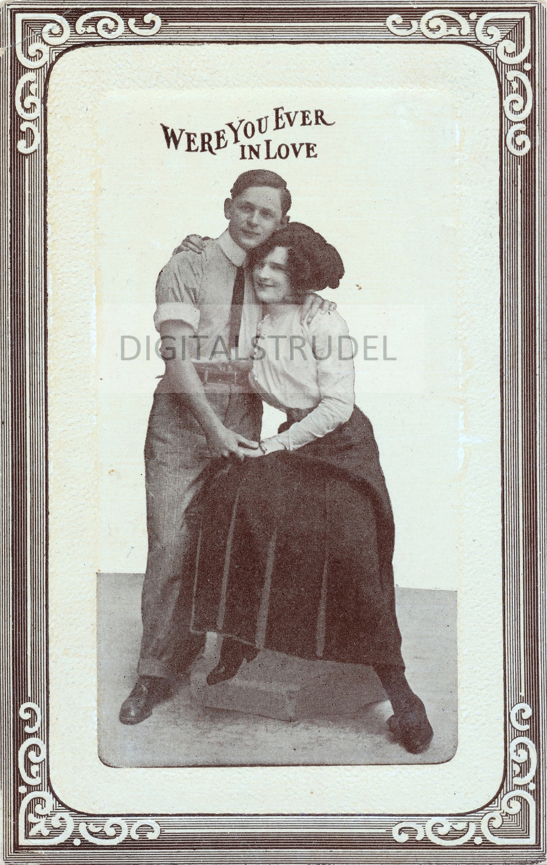 Antique Romantic Humorous Postcard Image - Were You Ever in Love ...