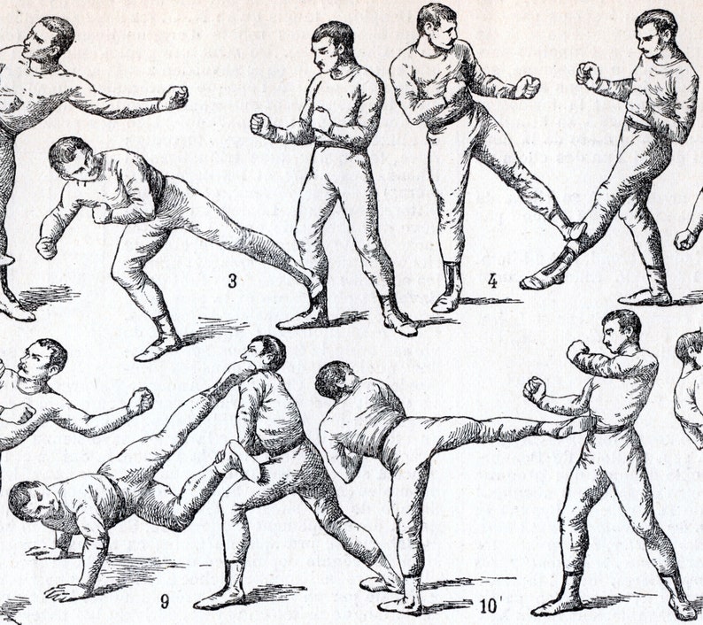 RARE Antique Print of Savate French Boxing Boxe Française DIGITAL ...