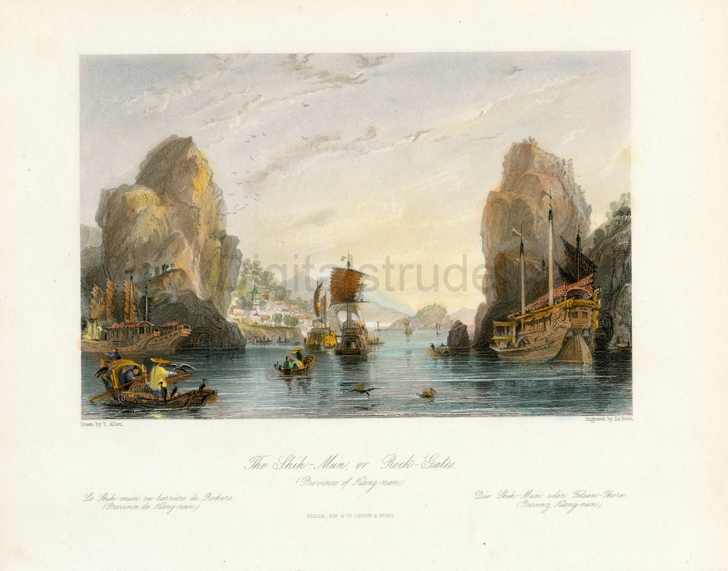 1842 China Views - Yangtze River Scene - Shih-mun (rock Gates ...