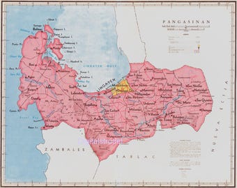 1959 Vintage Map of Batangas Province, Philippines - 11 X 14 Inch High ...