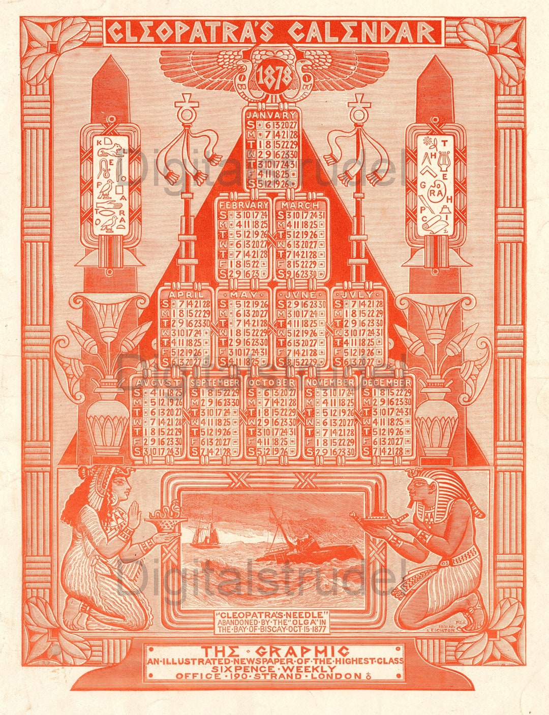 1861 Antique "cleopatra's Calendar" - Humor - DIGITAL DOWNLOAD - Etsy