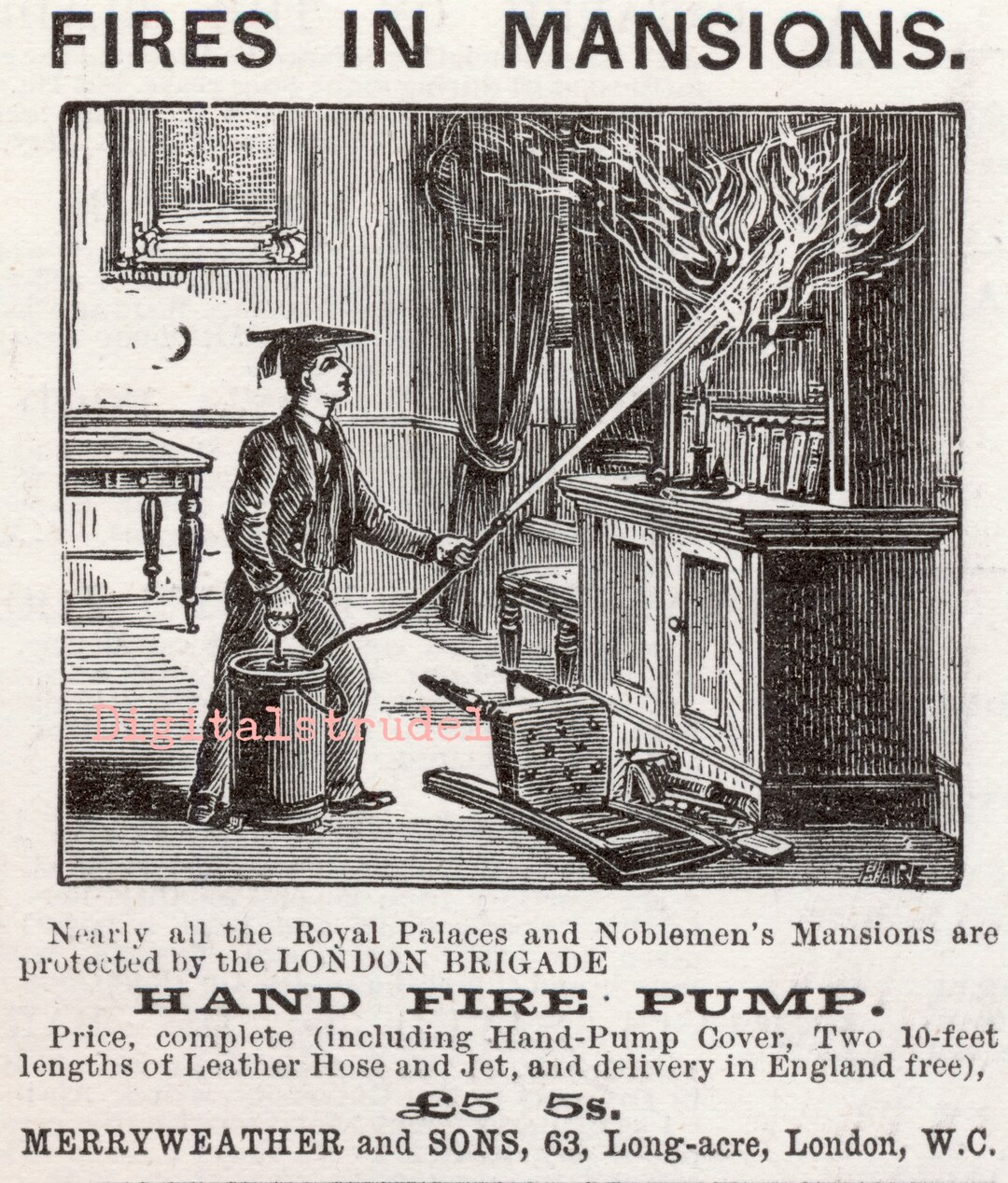 Rare Antique Advertisement for Fire Extinguishers - Hand Fire Pumps ...