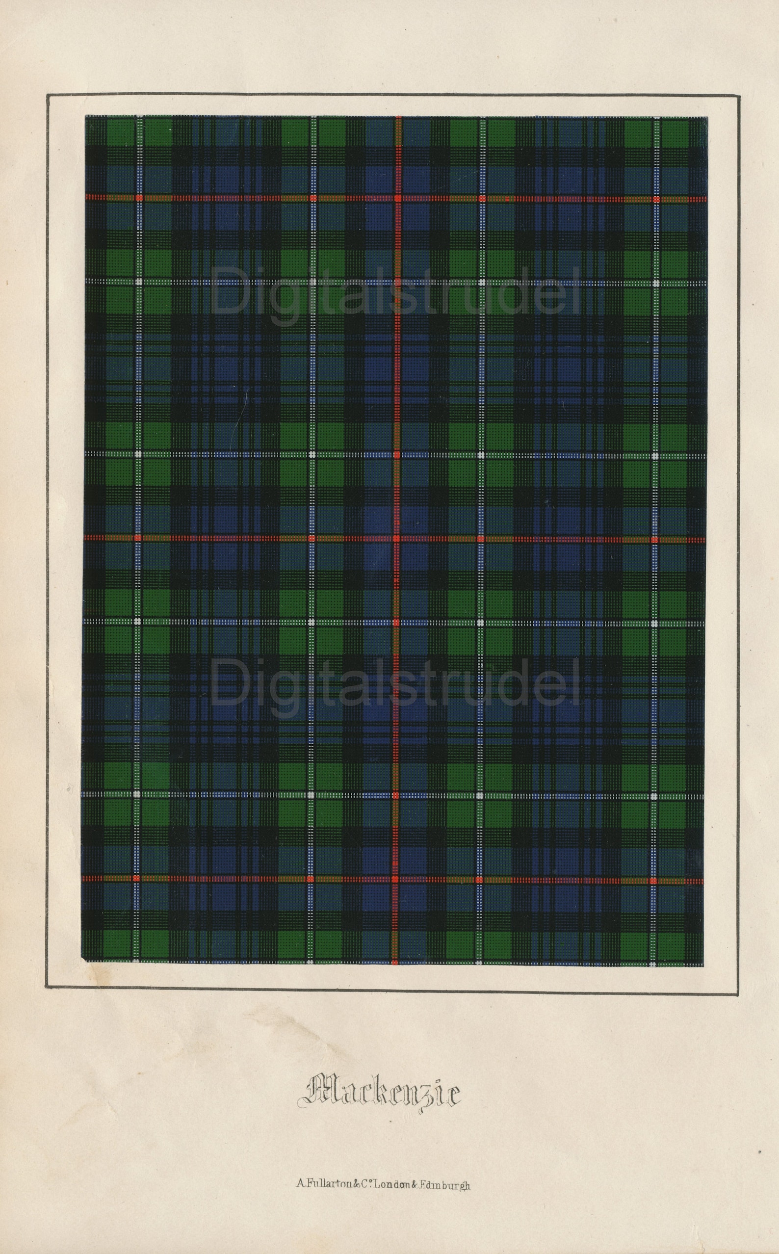 1906 Antique Scottish Tartan Print of Clan Mackenzie - DIGITAL DOWNLOAD ...