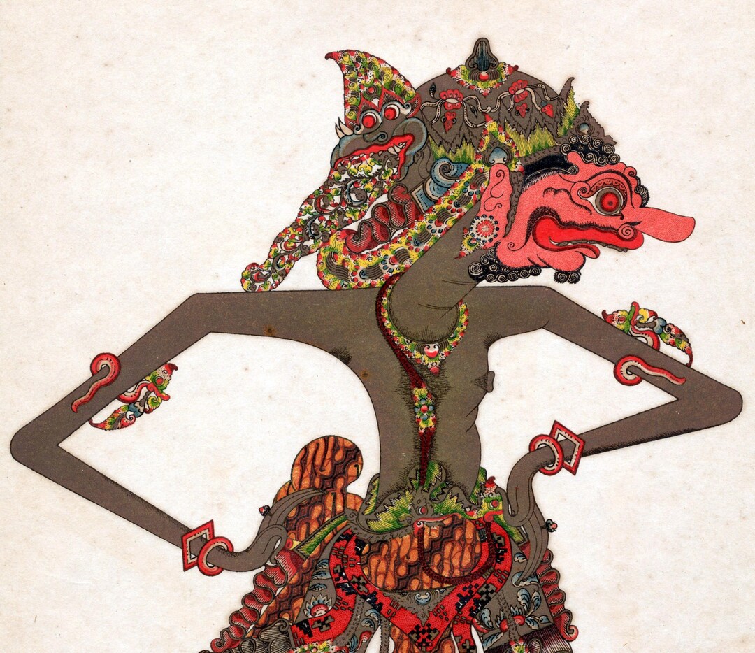 Antique Print of Javanese Dancer / Wayang Figure / Mahabharata Indian ...
