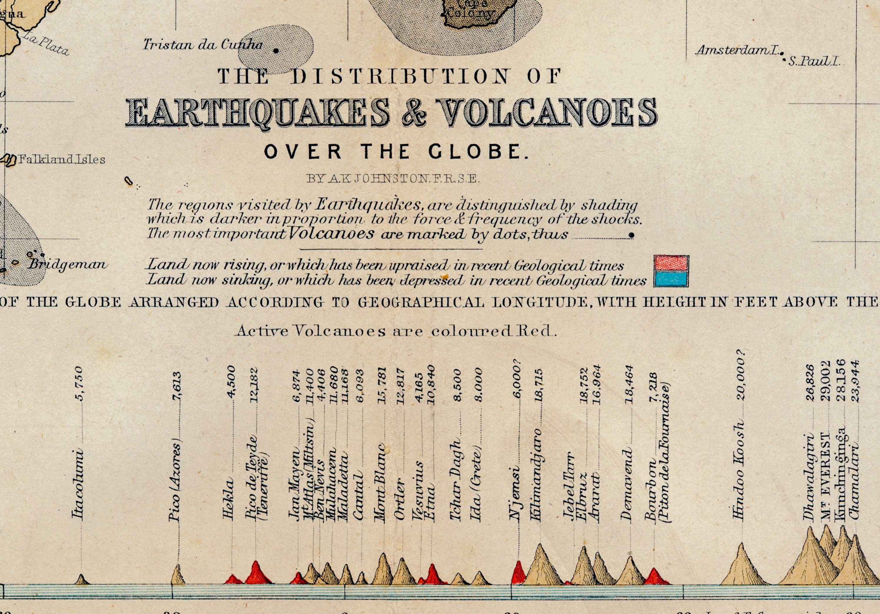 Antique Map of Earthquakes and Volcanoes - DIGITAL DOWNLOAD - Etsy