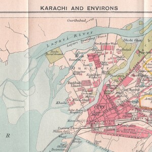 Vintage Map of Karachi and Environs, India - Pakistan - 1924 City Map ...