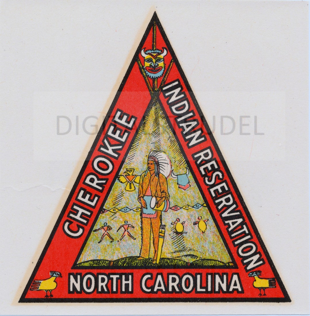 1952 RARE Cherokee Indian Reservation North Carolina Water Decal ...