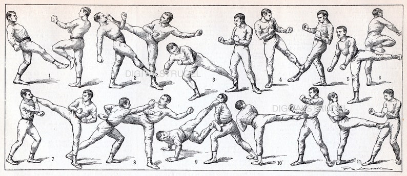 RARE Antique Print of Savate - French Boxing - Boxe Française - DIGITAL ...