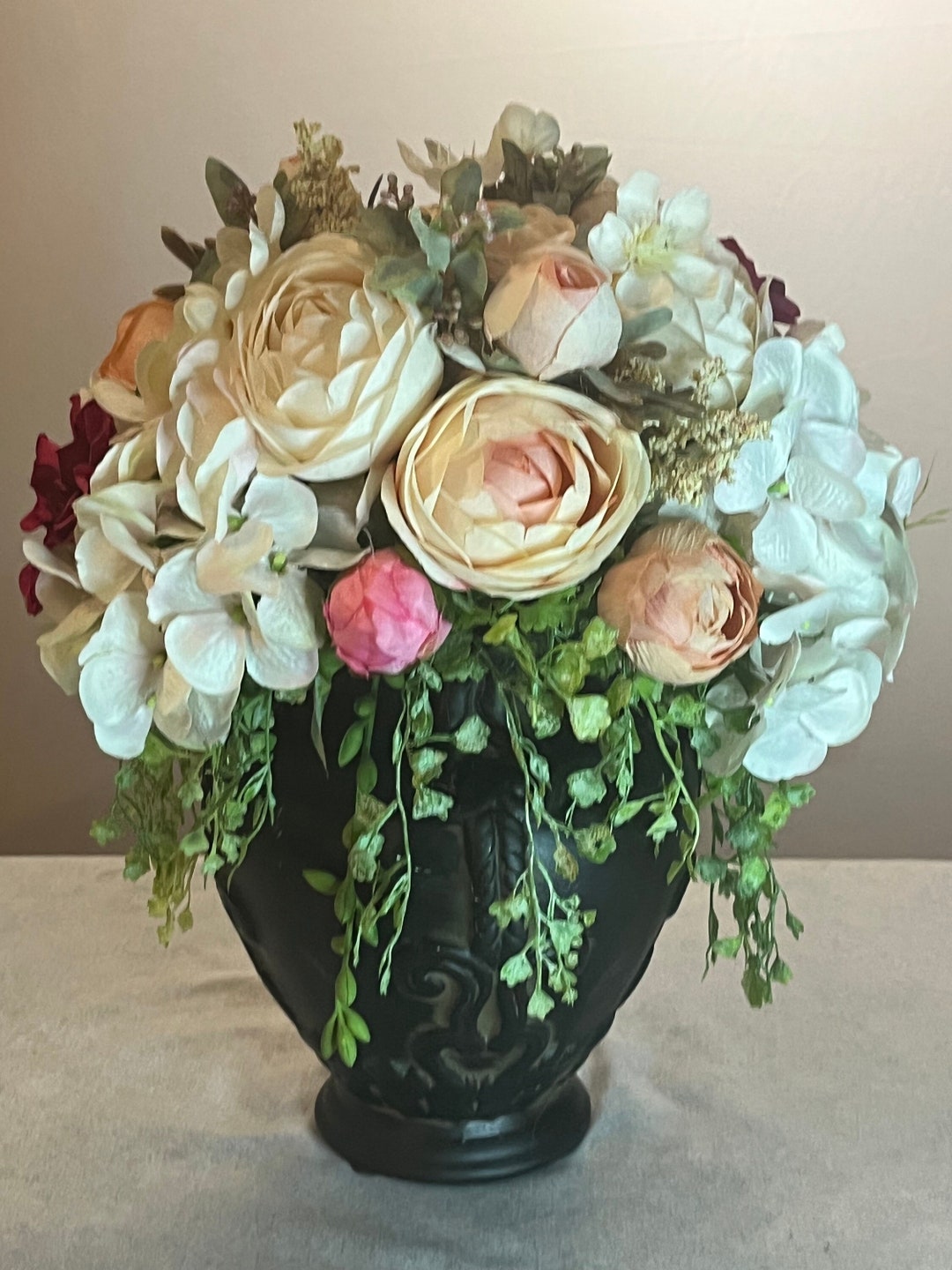 Artificial Peace Everlasting Hydrangeas, Rose, Peony, Elegant Faux ...