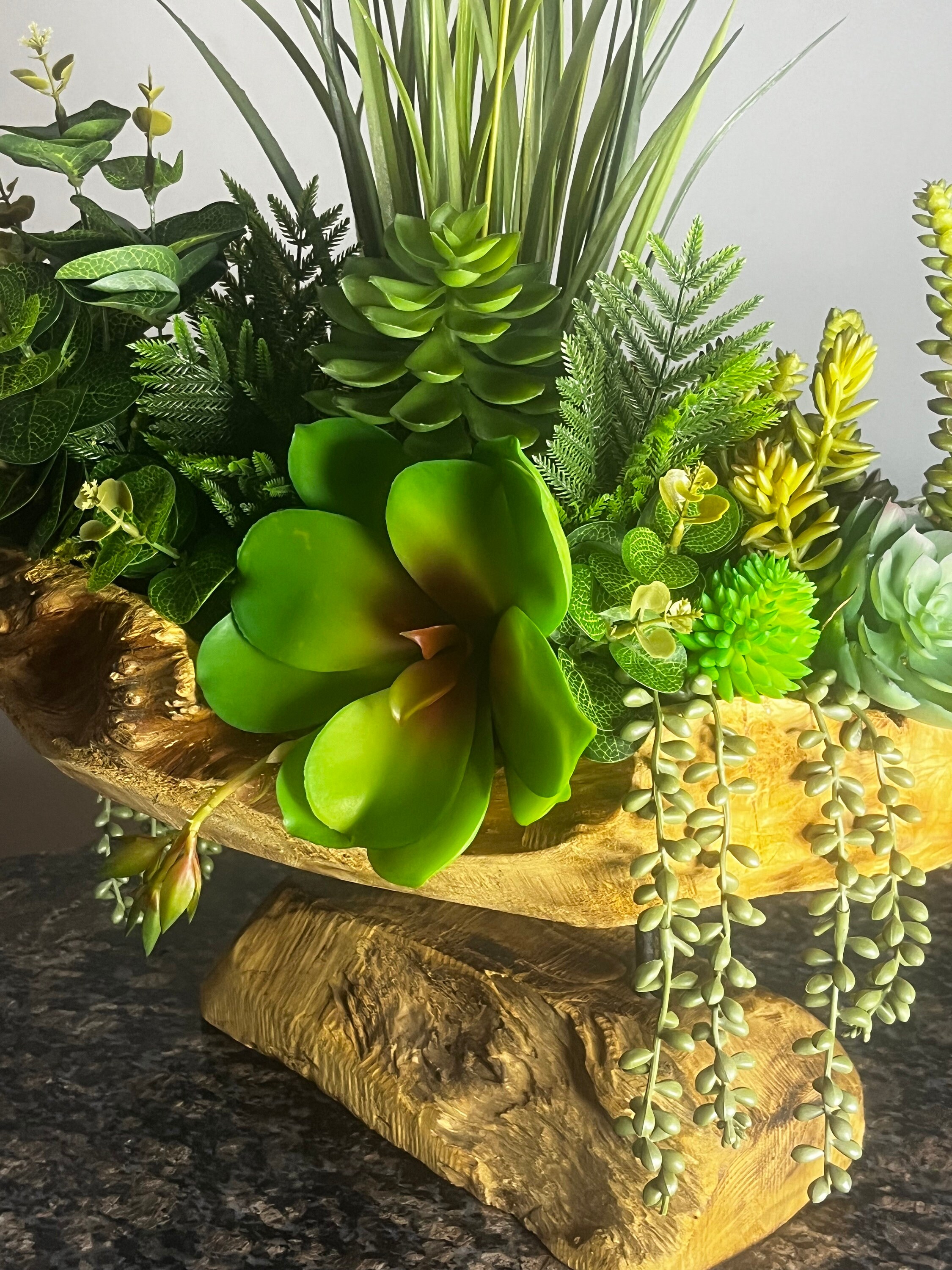 2 Tower Double Tier Organic Wood Large Tropical Botanical Lush Garden ...