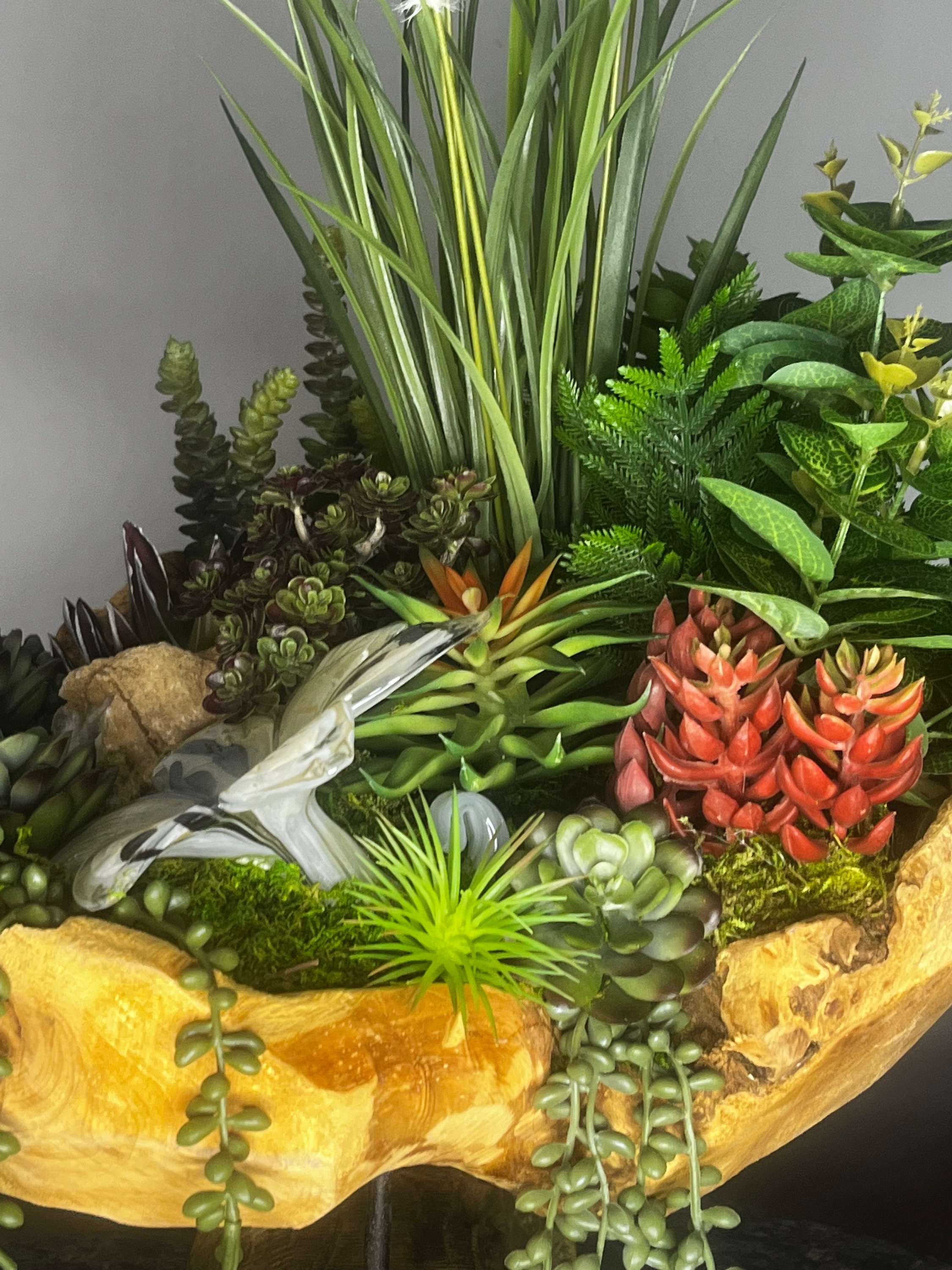 2 Tower Double Tier Organic Wood Large Tropical Botanical Lush Garden ...