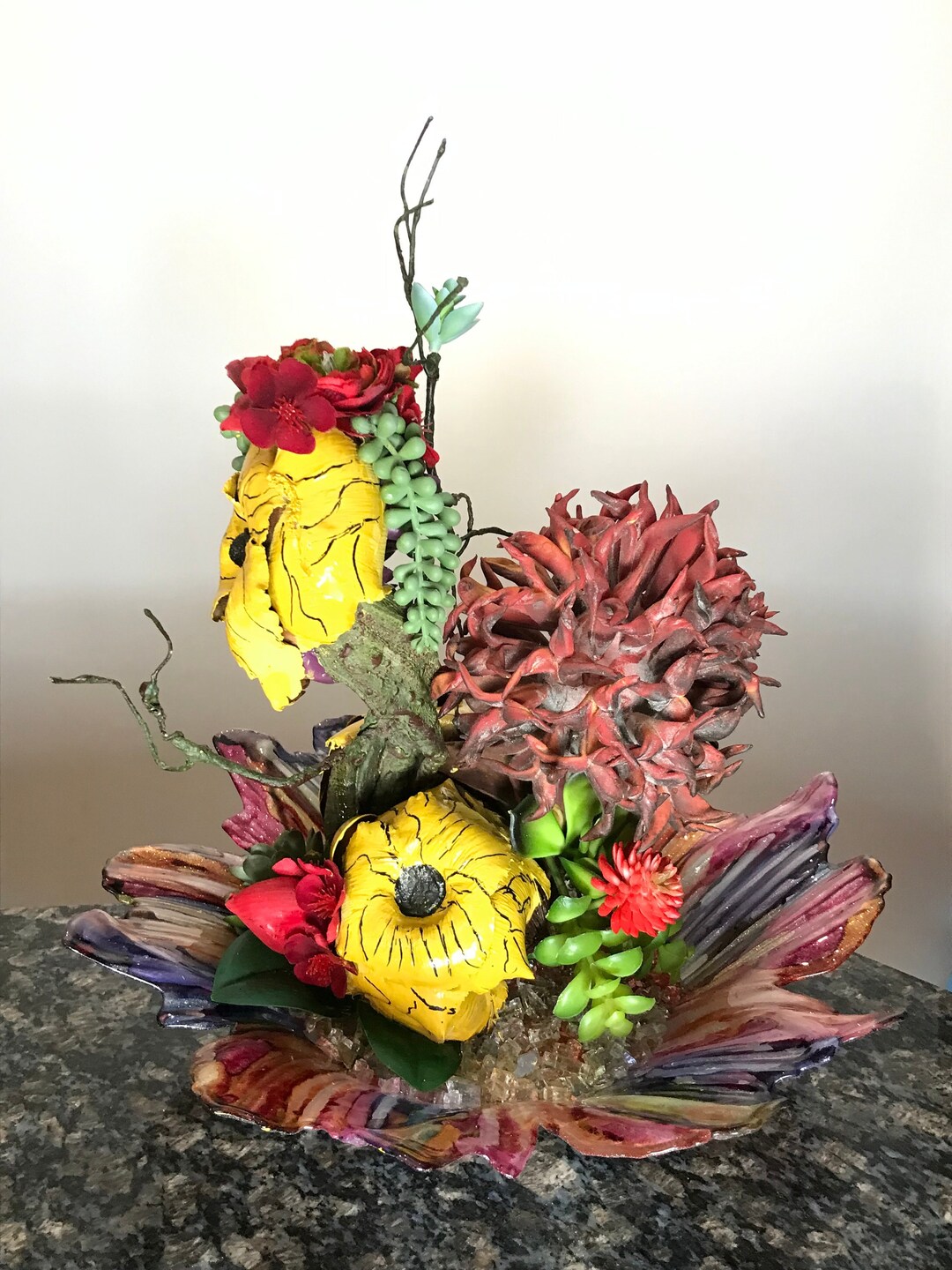 Classic Wood Flora Flower & Mixed Succulent Faux Floral in Multi ...