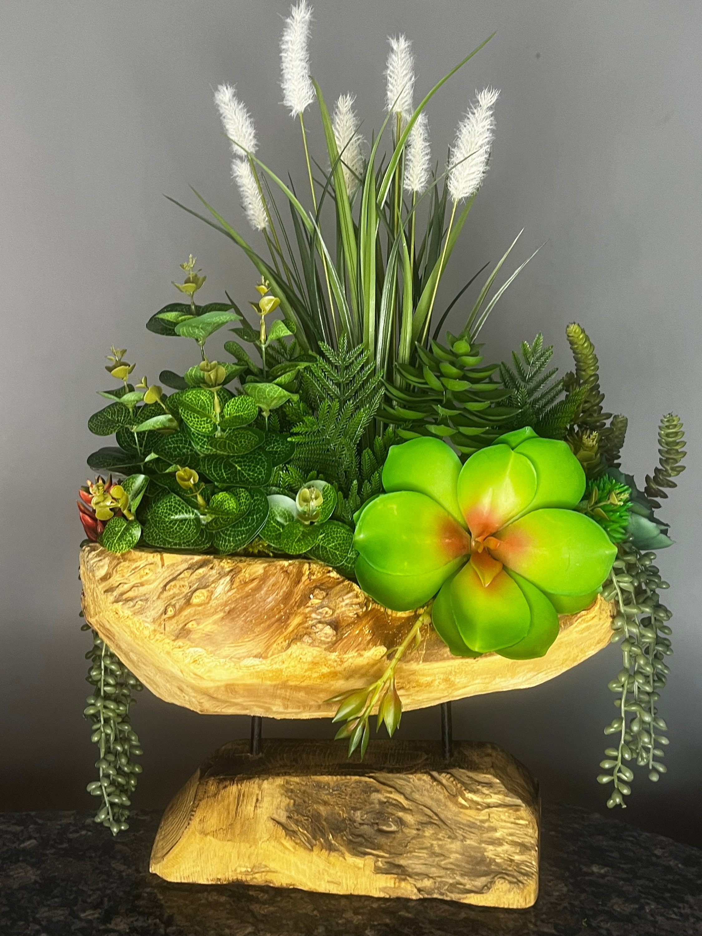 2 Tower Double Tier Organic Wood Large Tropical Botanical Lush Garden ...