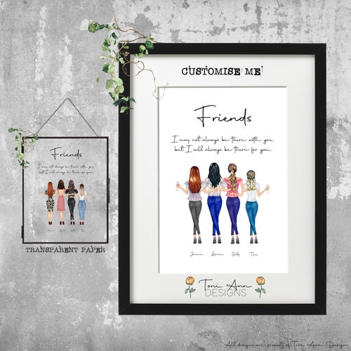 Personalised Group of Friends Print Best Friend Print - Etsy UK