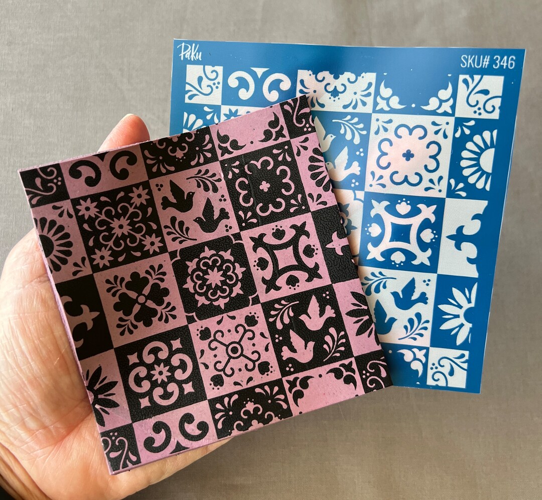 Tile Design Silk Screen & Square Cutter, for Polymer Clay, Silk Screen ...