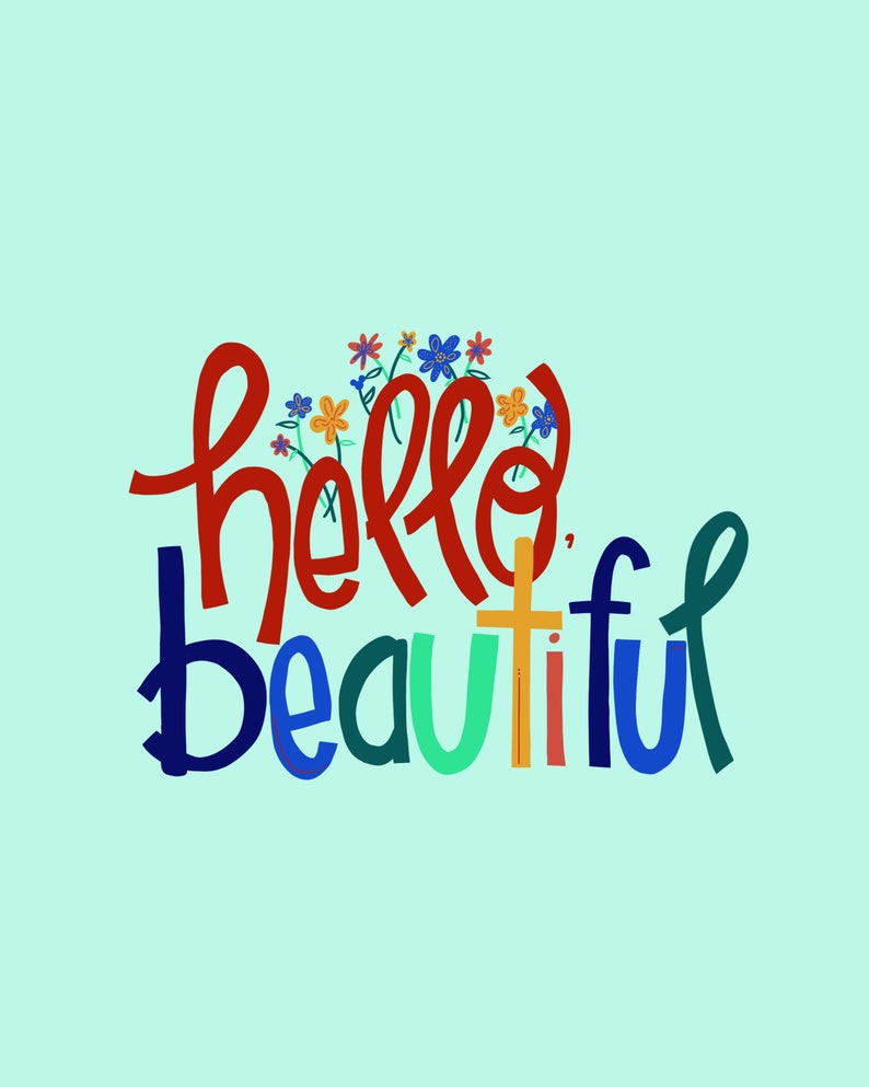 Hello Beautiful Downloadable Digital Art Work Home Office - Etsy