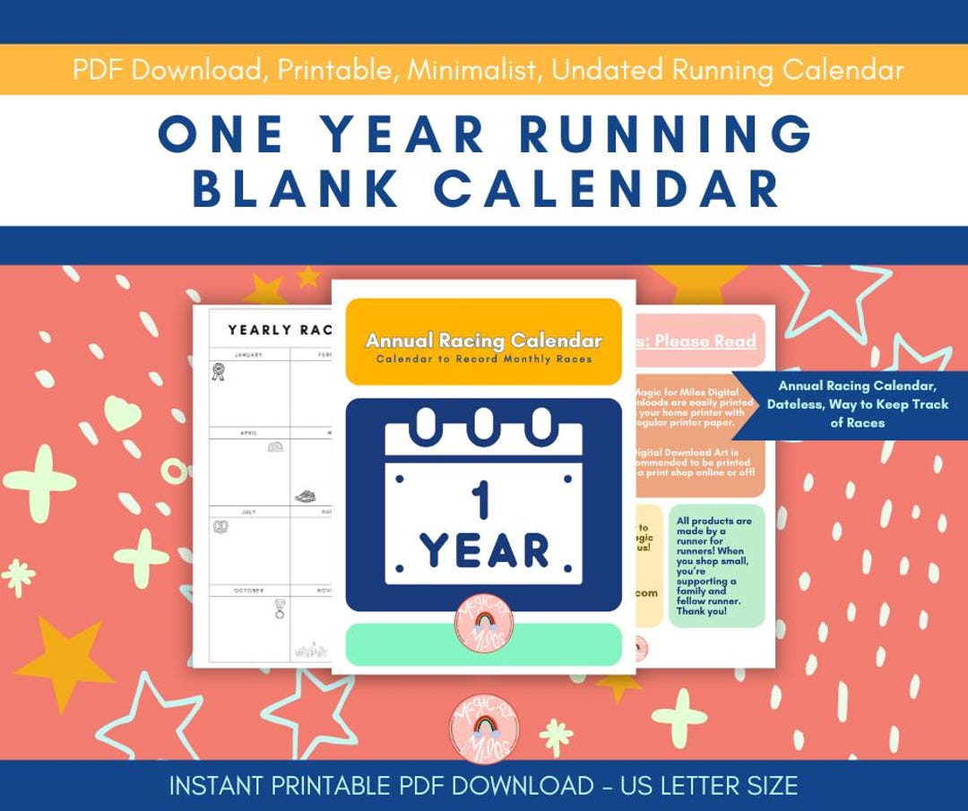 Minimalist Runner Year Long Race Tracking Calendar, Running Goals ...