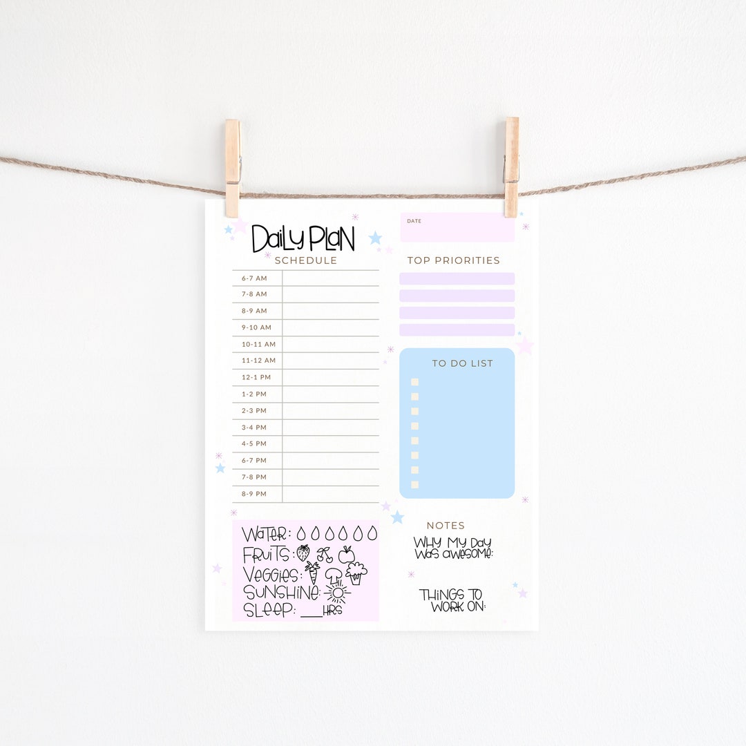 Daily Schedule Plan Downloadable Print, Home Office Motivational Print ...
