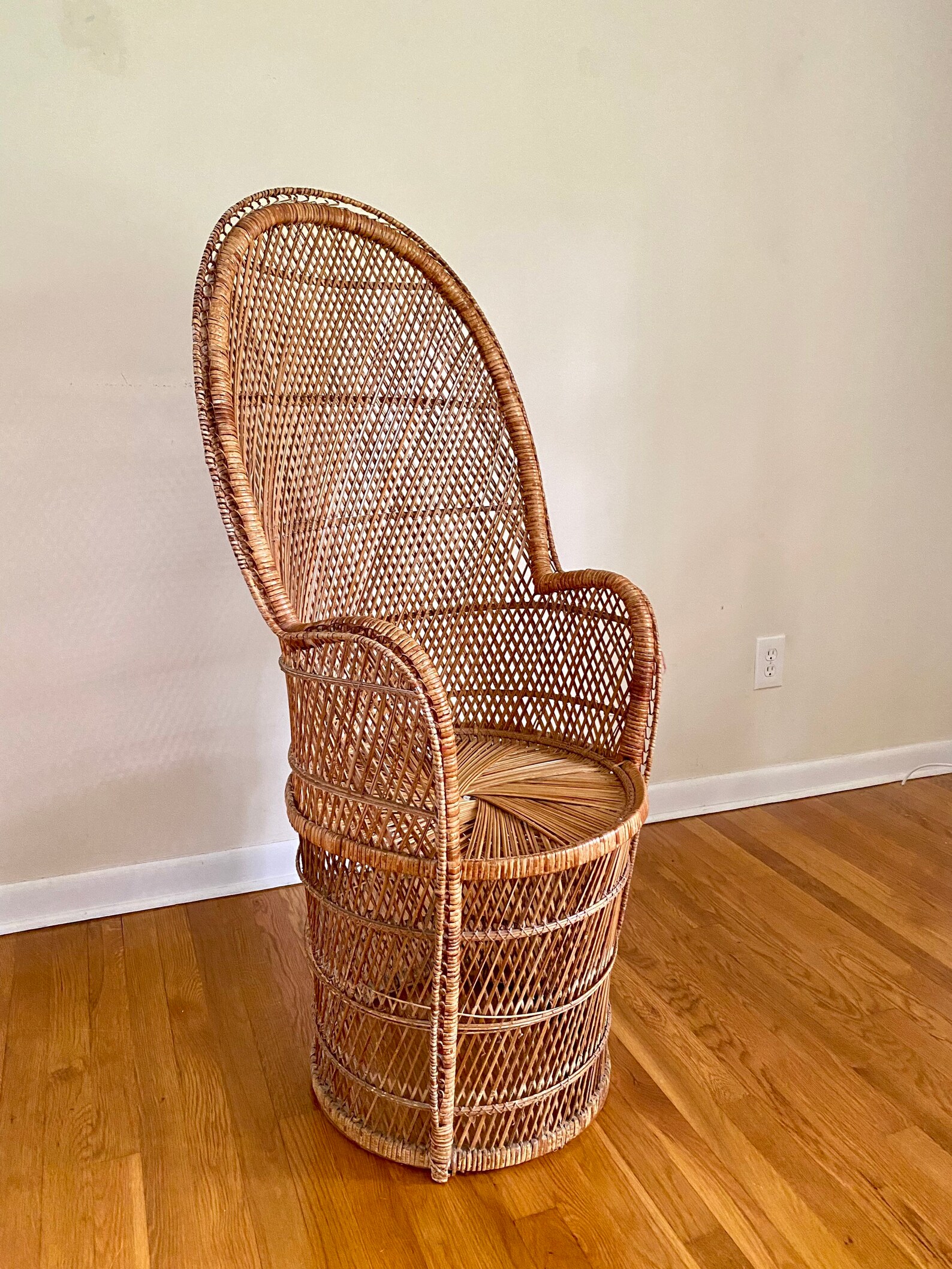 Vintage Peacock Chair Fan Back Rattan Wicker Chair Boho - Etsy