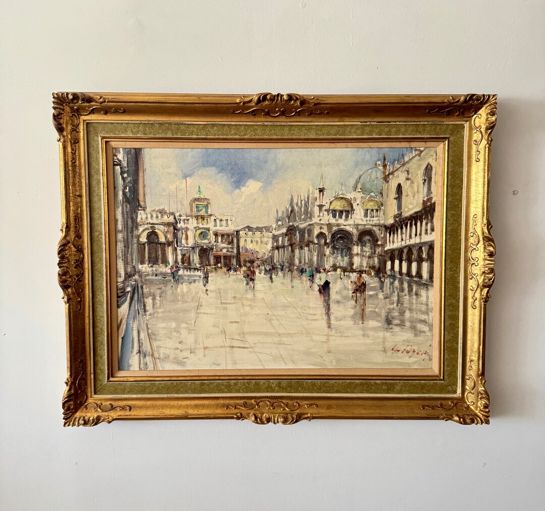 1960s Framed Vintage Italian Oil Painting of a Scene in Venice Signed ...
