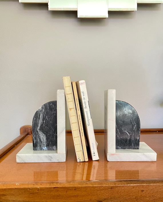 Home Décor Home & Living White and Gray Marble Bookends Italian ...