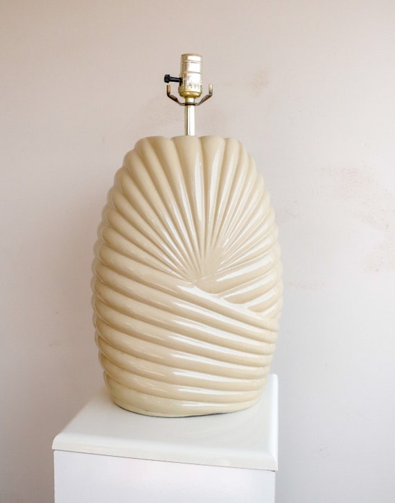 Ceramic Ribbed Table Lamp 1980s Pink lamp night stand lamp light art ...