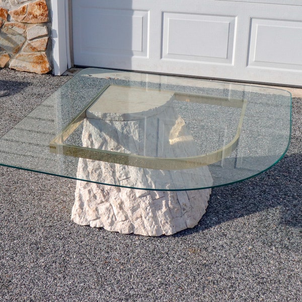 Stone and Glass Coffee Table - Etsy