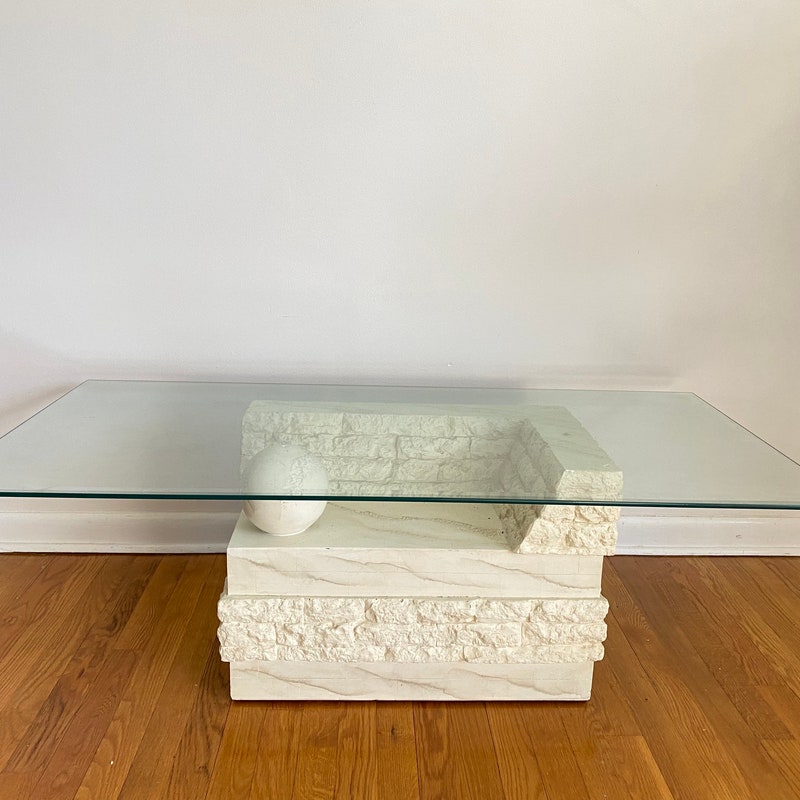 Stone and Glass Coffee Table - Etsy