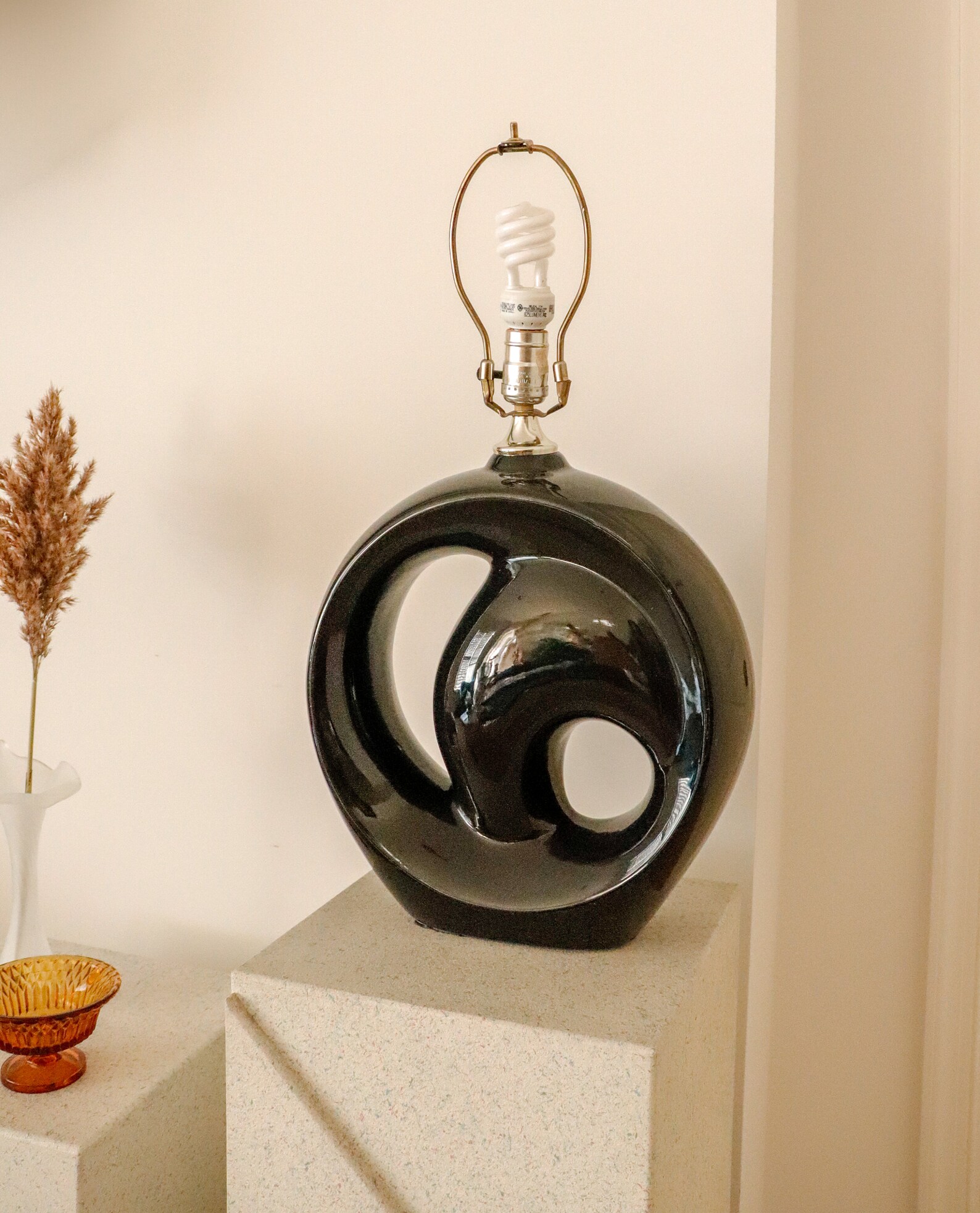 Ceramic Swirl Table Lamp Base American Vintage Art Deco Mid - Etsy