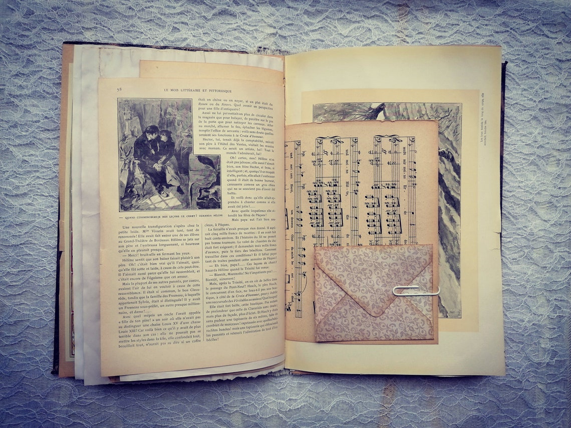Vintage Junk Journal, Painted, Patinated, Authentic 1890 Old Book Pages ...