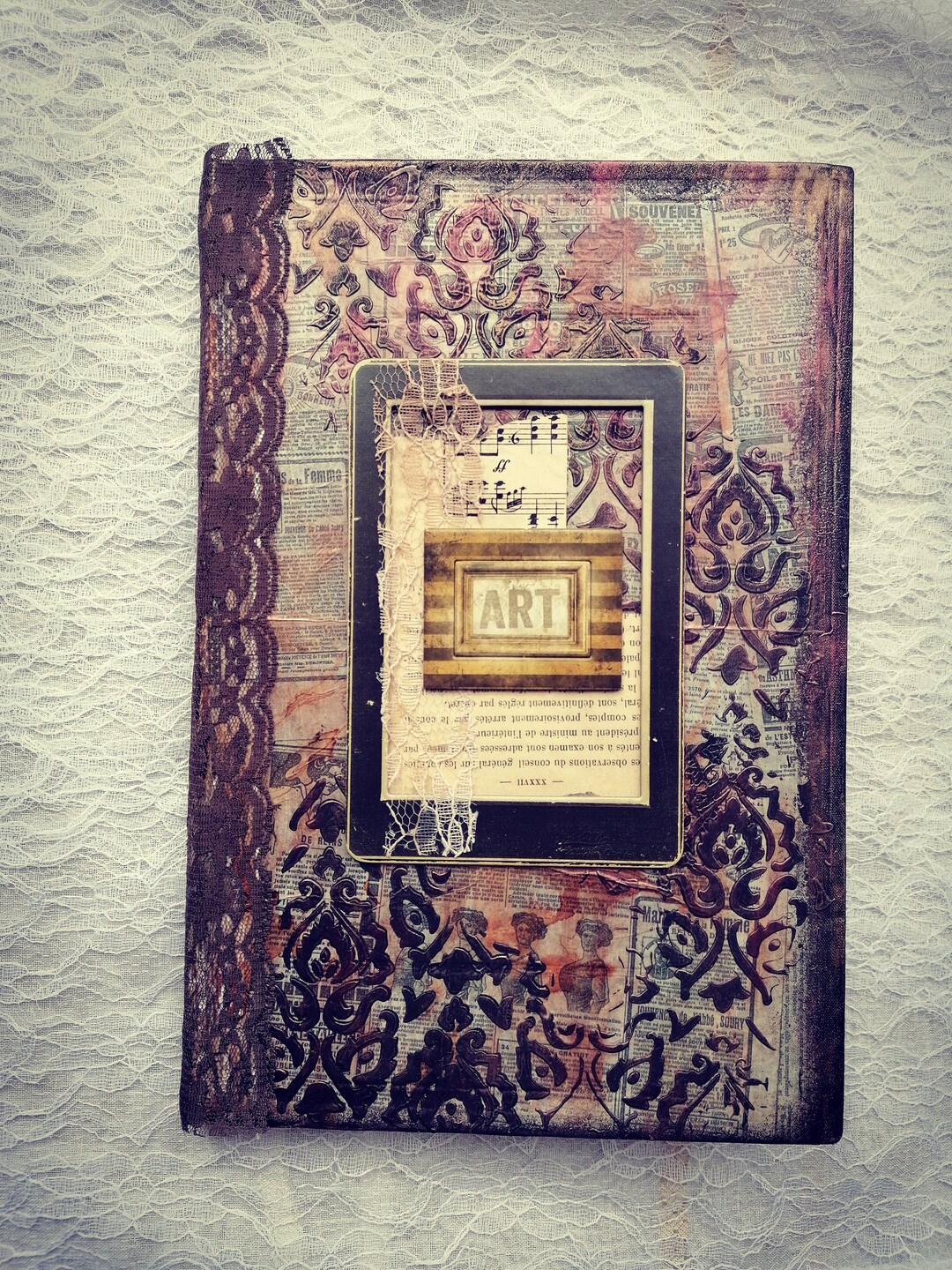 Vintage Junk Journal, Painted, Patinated, Authentic 1890 Old Book Pages ...