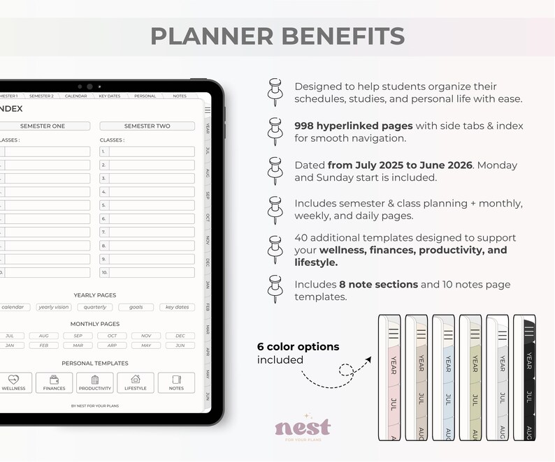 Academic Planner 2025-2026, Digital Student Planner, Goodnotes College ...