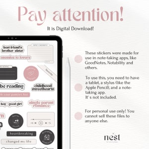 Digital Stickers for Reading Journal | Bookish Goodnotes Stickers ...